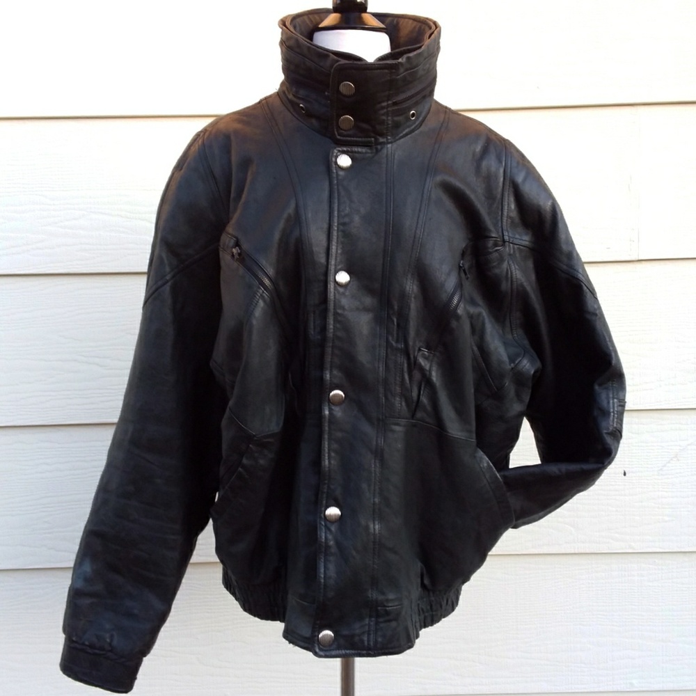 Vintage City Streets Black Leather Jacket Xl - Gem